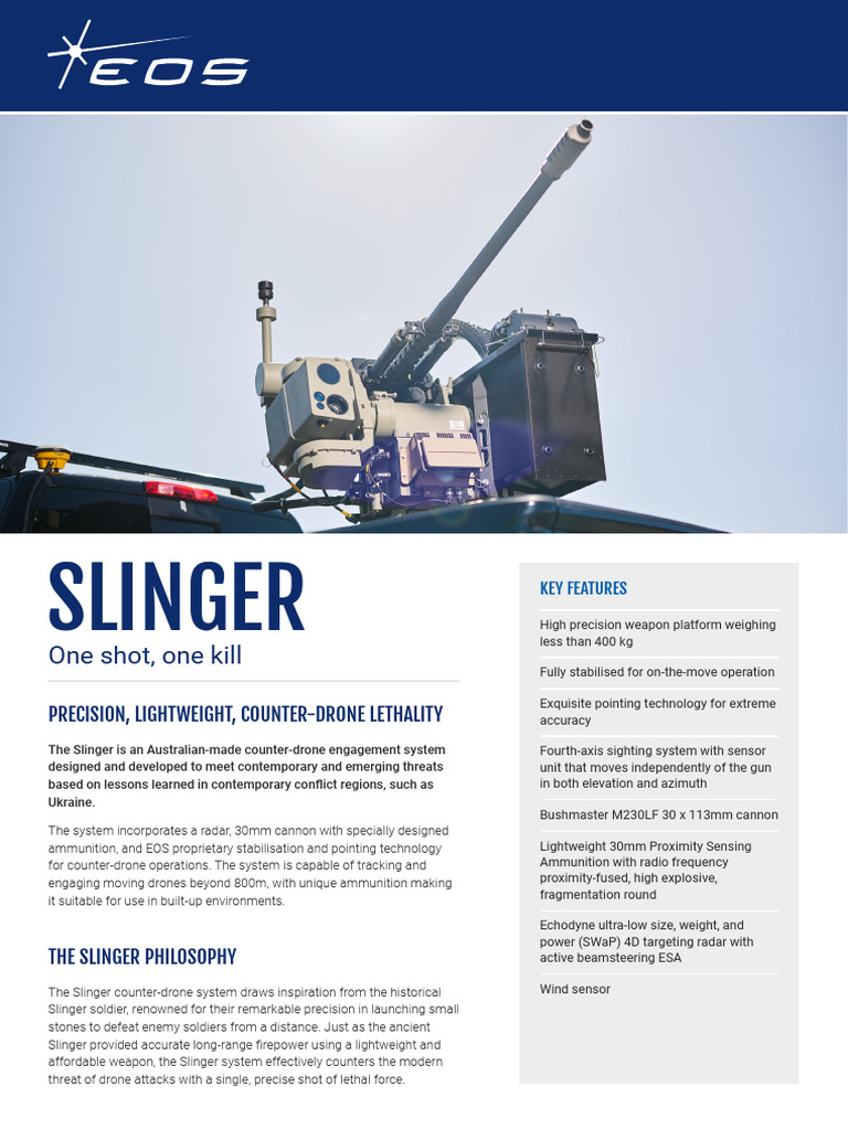 EOS Defence Slinger Flyer | PDF | Radar | Ammunition