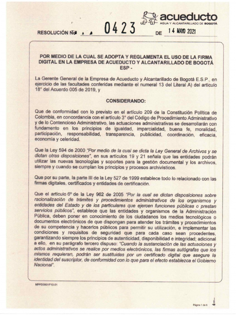 Resolucion 0423 19052021 | PDF