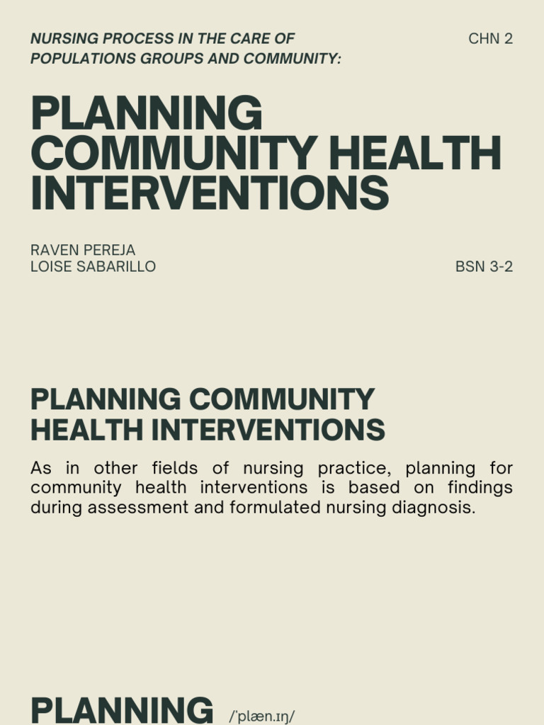 Nursing Process in The Care of Populations Groups and Community ...