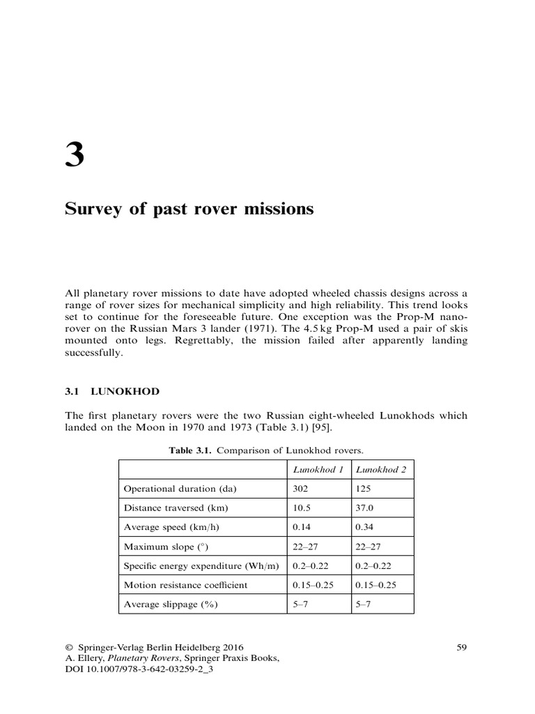 Survey of Past Rover Missions | PDF | Rover (Space Exploration) | Moon