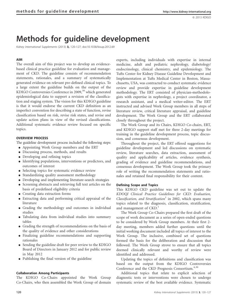 Methods For Guideline Development - 2013 - Kidney International ...
