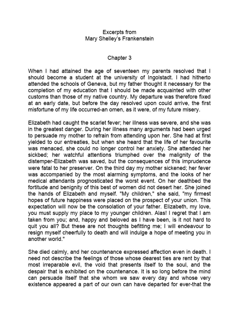 Excerpts From Frankenstein | PDF | Science | Laughter