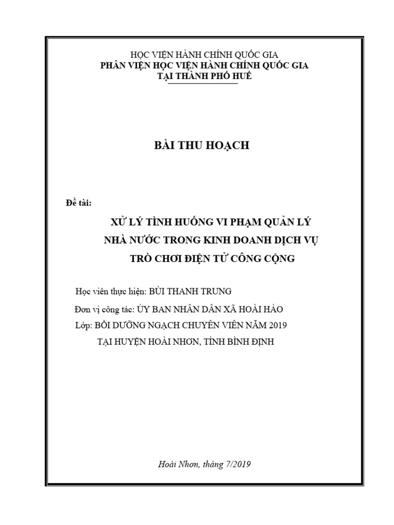 Xử Lý Tình Huống Vi Phạm Trong Lv Vhxh (2019 Trung) | PDF