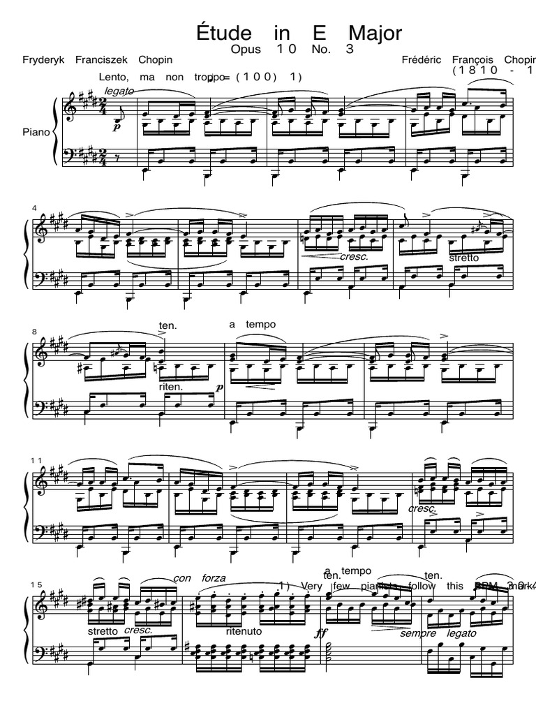 Tude Opus No in E Major | PDF | Rhythm And Meter | Musicology