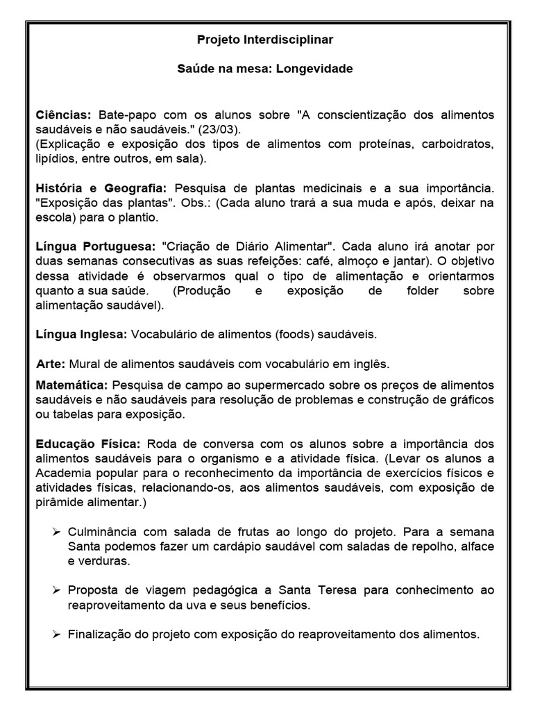 Projeto Interdisciplinar 1 | PDF