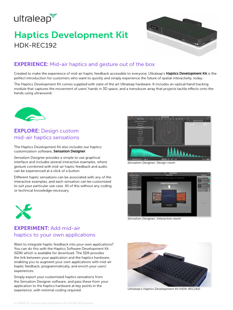 Ultraleap Haptics Development Kit (HDK-REC192) - Datasheet | PDF ...