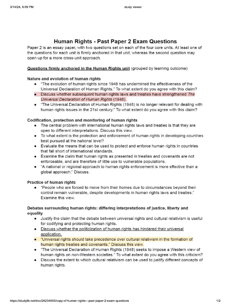 Past Paper 2 Questions Global Politics Ib | PDF