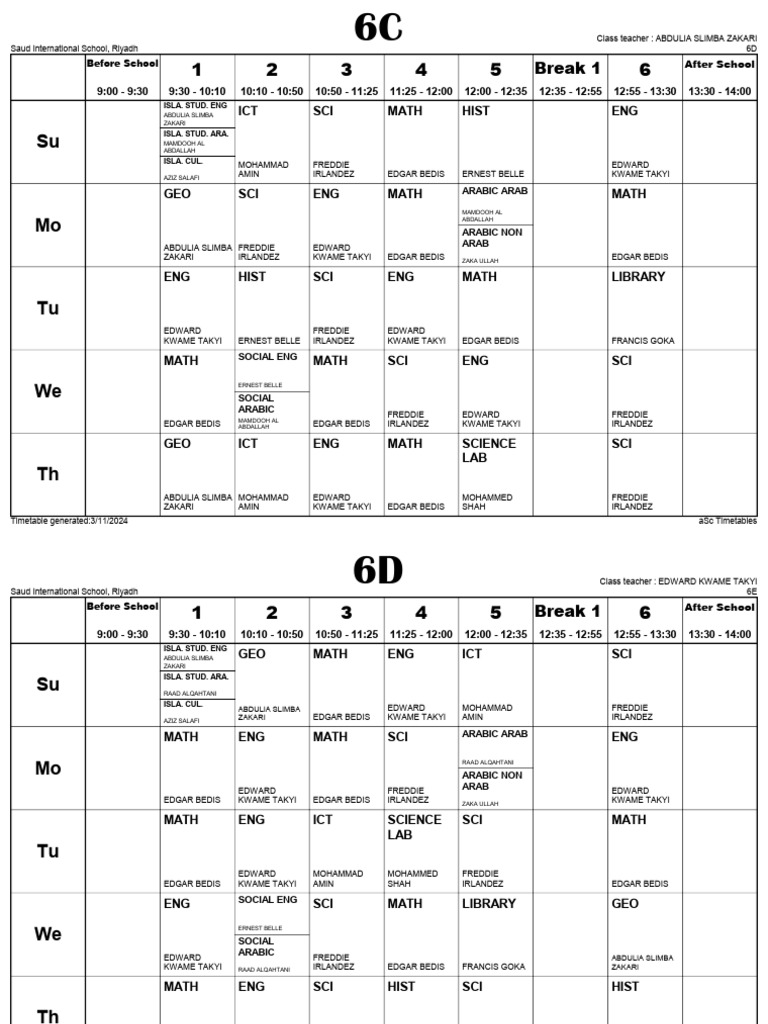 Grade 6-12 Boys Section 2023-2024 - Sem 3 Ramadan - Class Timetable ...