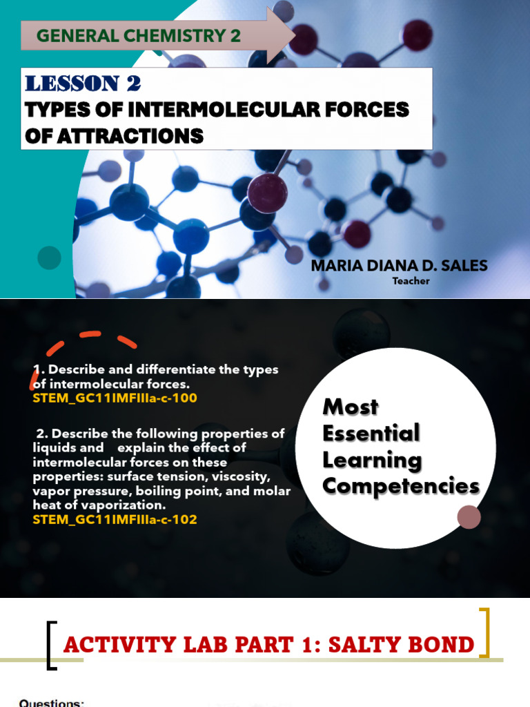 Lesson 2 Types of Intermolecular Forces of Attractions | PDF ...