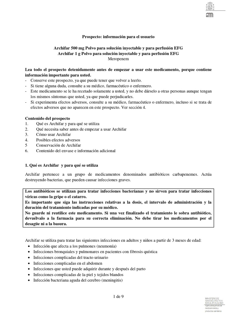 008 Meropenem | PDF | Sangre | Medicamentos con receta