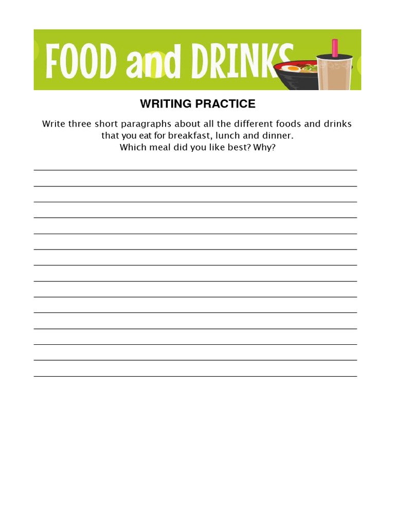 Breakfast, Lunch, and Dinner Worksheet | PDF