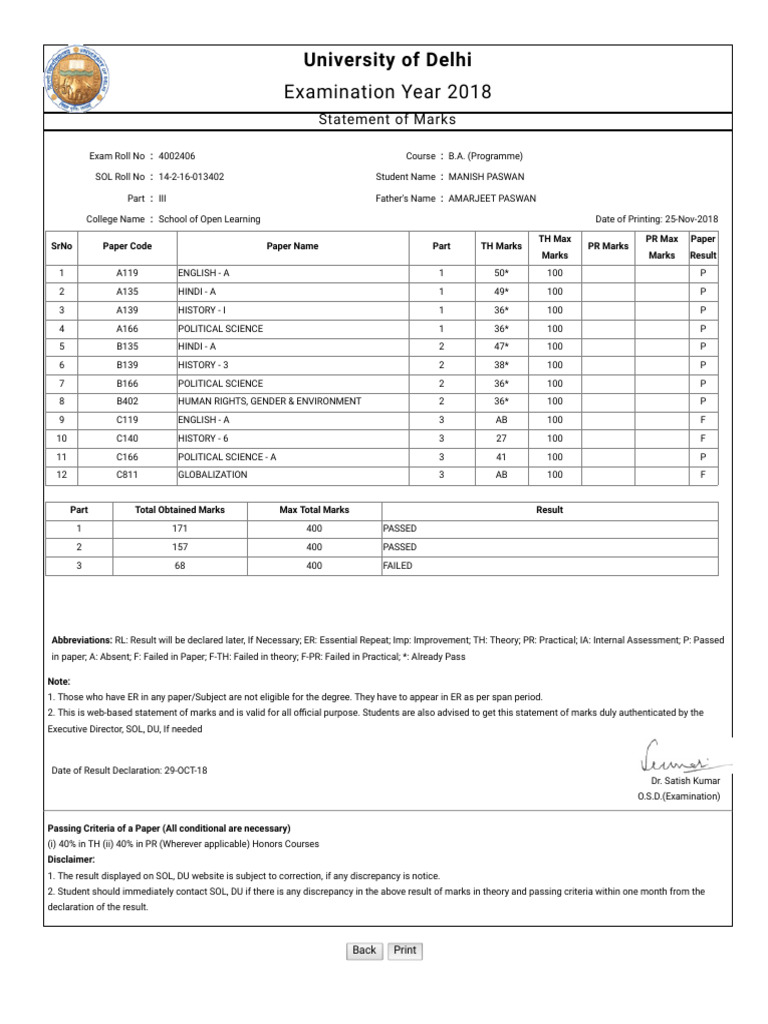 Marksheet Pdf