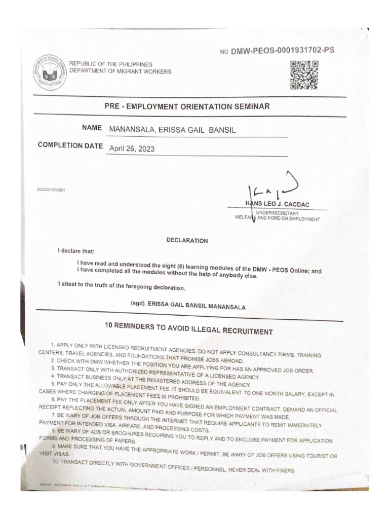 No DMW Peos 0001931702 PS | PDF