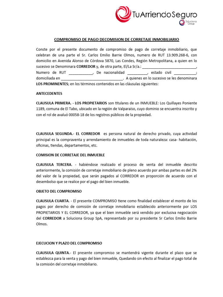 Compromiso Inmobiliario | Descargar gratis PDF | Derecho civil (sistema ...