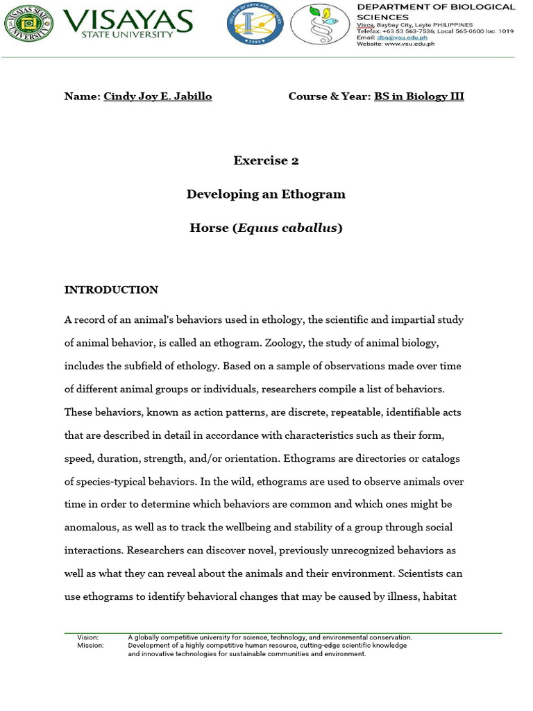 Exercise 2 | PDF | Horses | Foraging