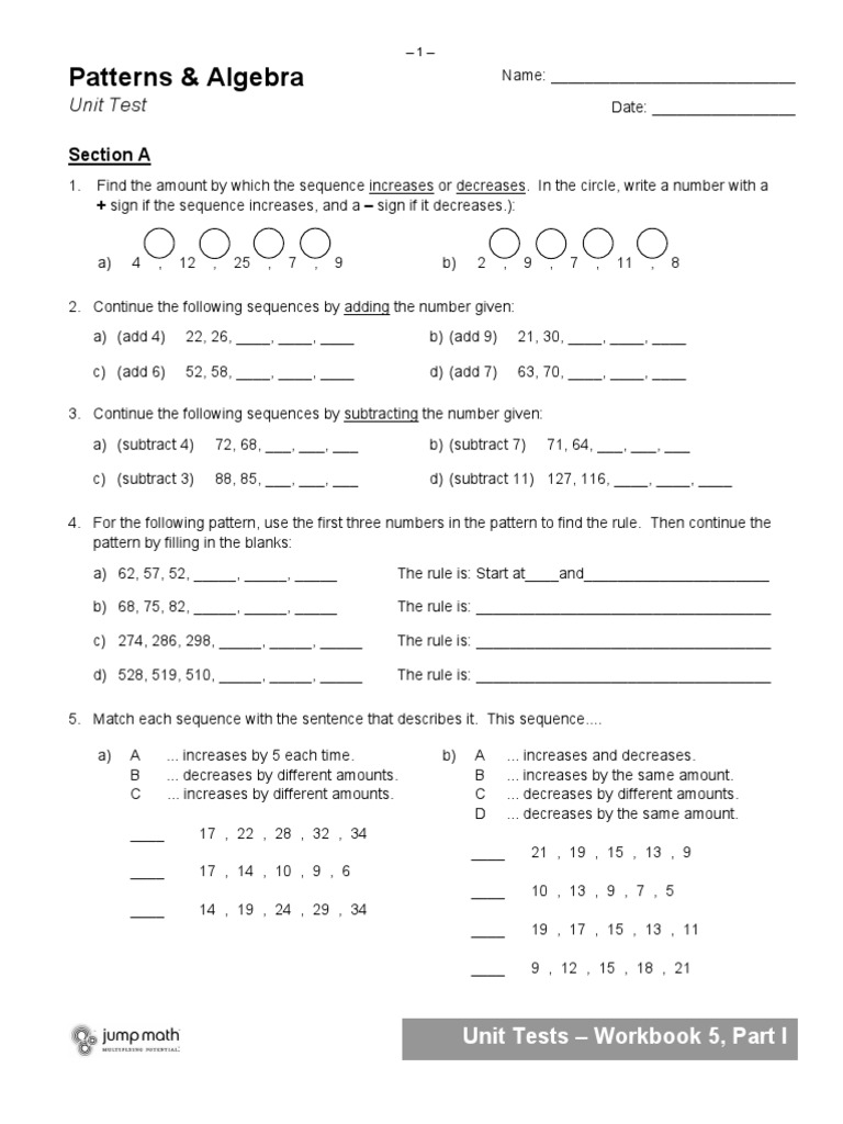 Patterns Test | PDF | Sequence | Teaching Mathematics