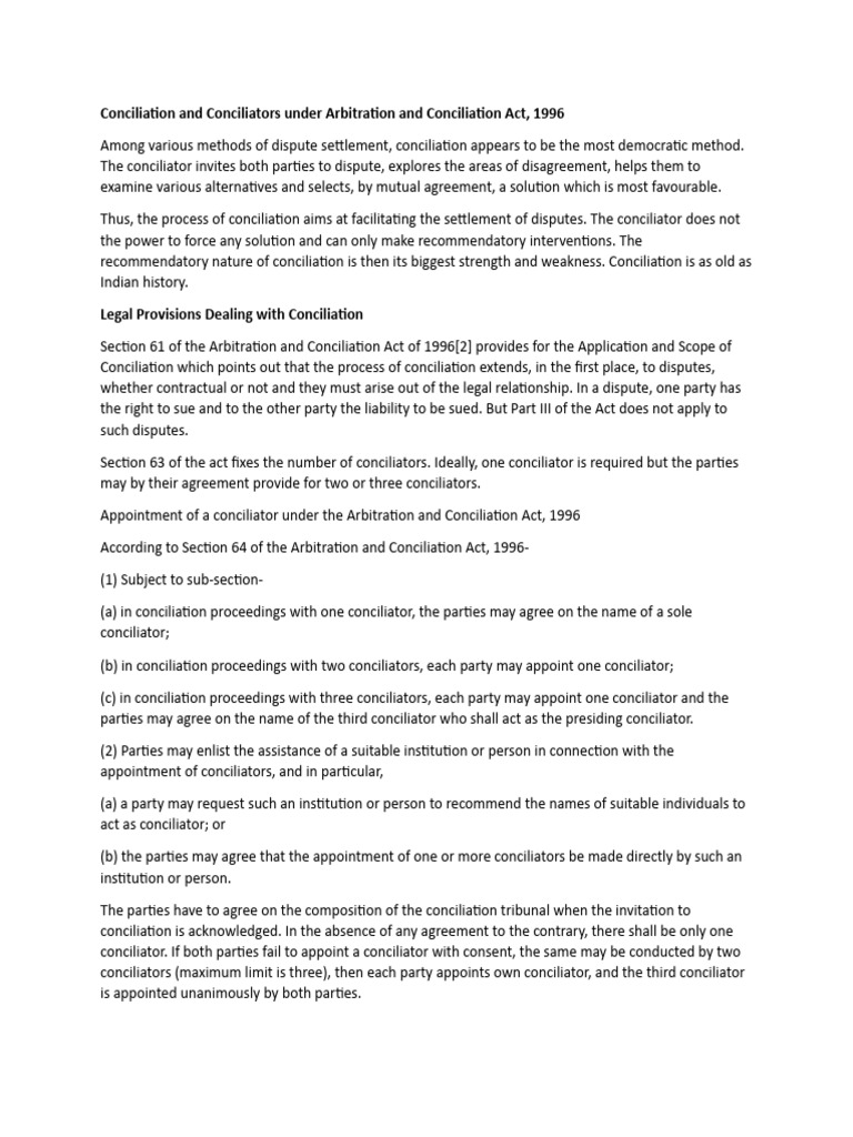 Process of Conciliation | PDF | Arbitration | Dispute Resolution