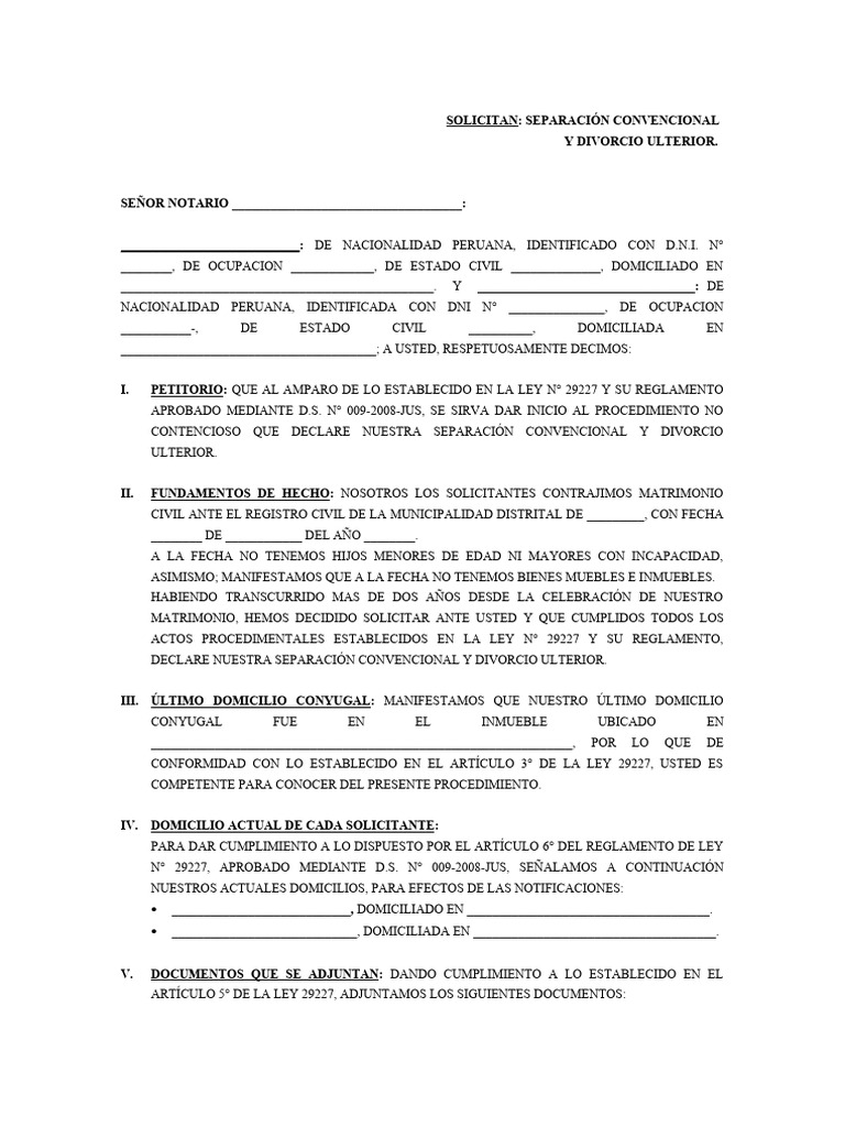 Solicitud de Divorcio | Descargar gratis PDF | Divorcio | Justicia