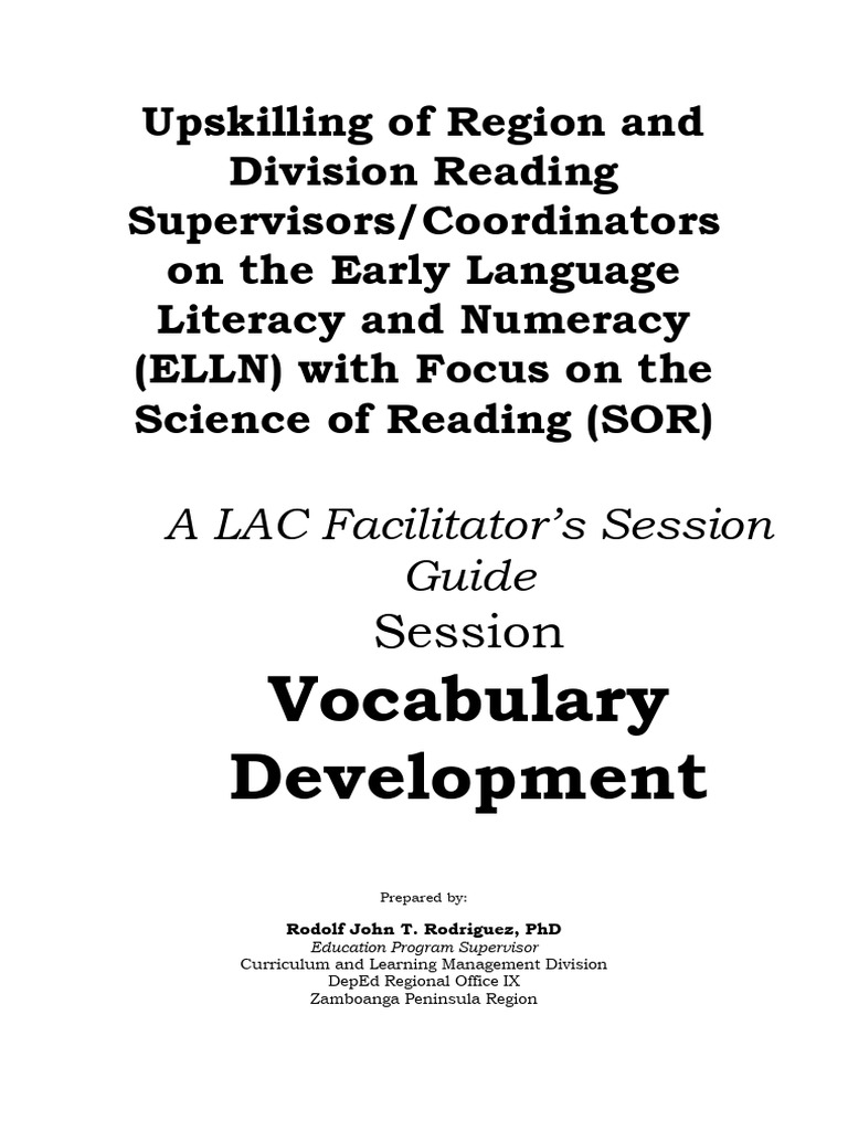 LAC Session Guide on Vocabulary Development | PDF | Vocabulary | Second Language