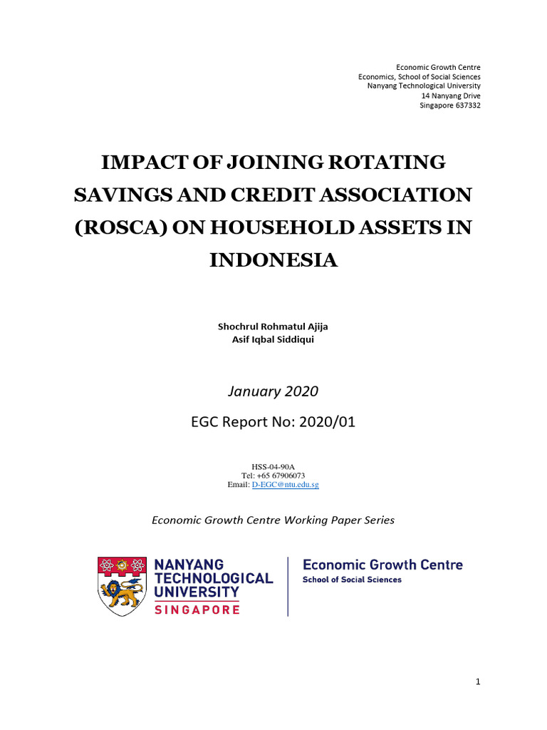 Impact OF Joining Rotating Savings AND Credit Association (Rosca) ON ...