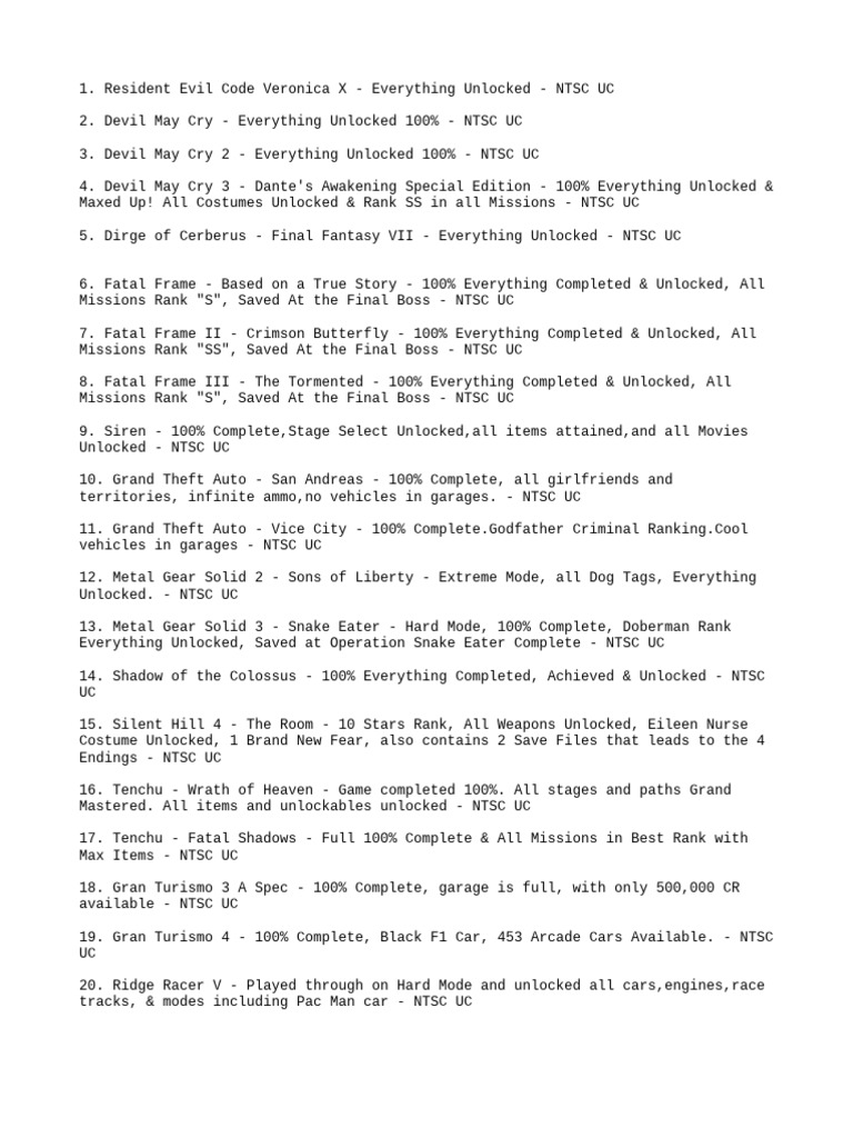 PCSX2 Save File Collection Memory Card 3 | PDF