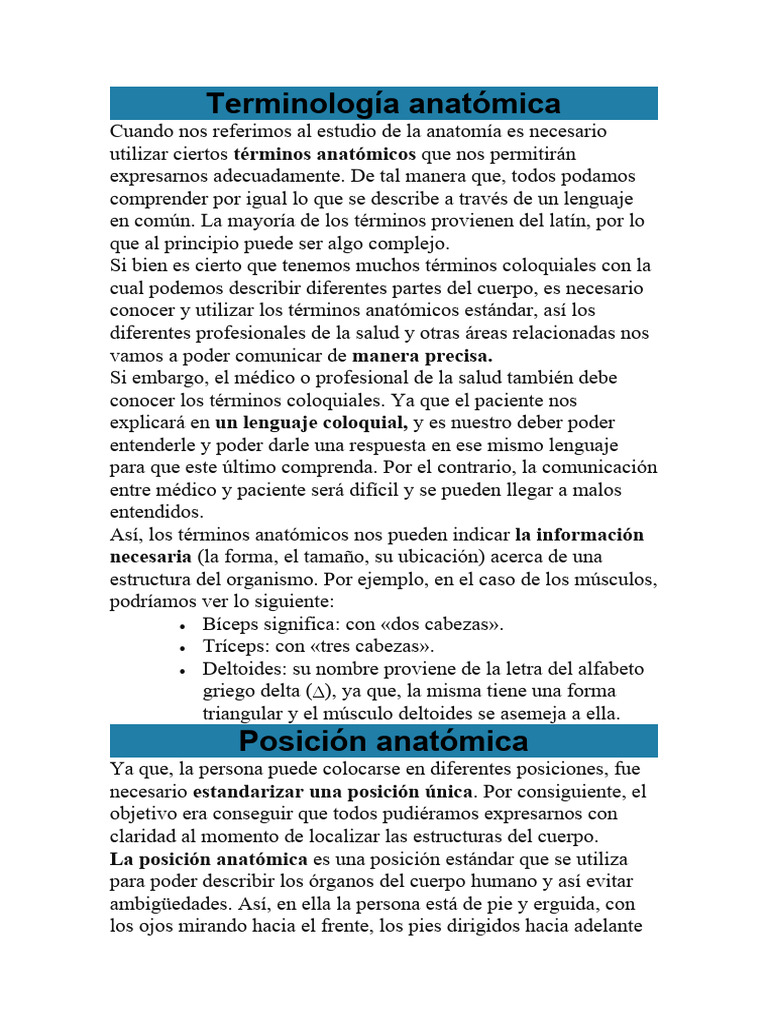 Terminología Anatómica | PDF | Mano | Anatomía humana