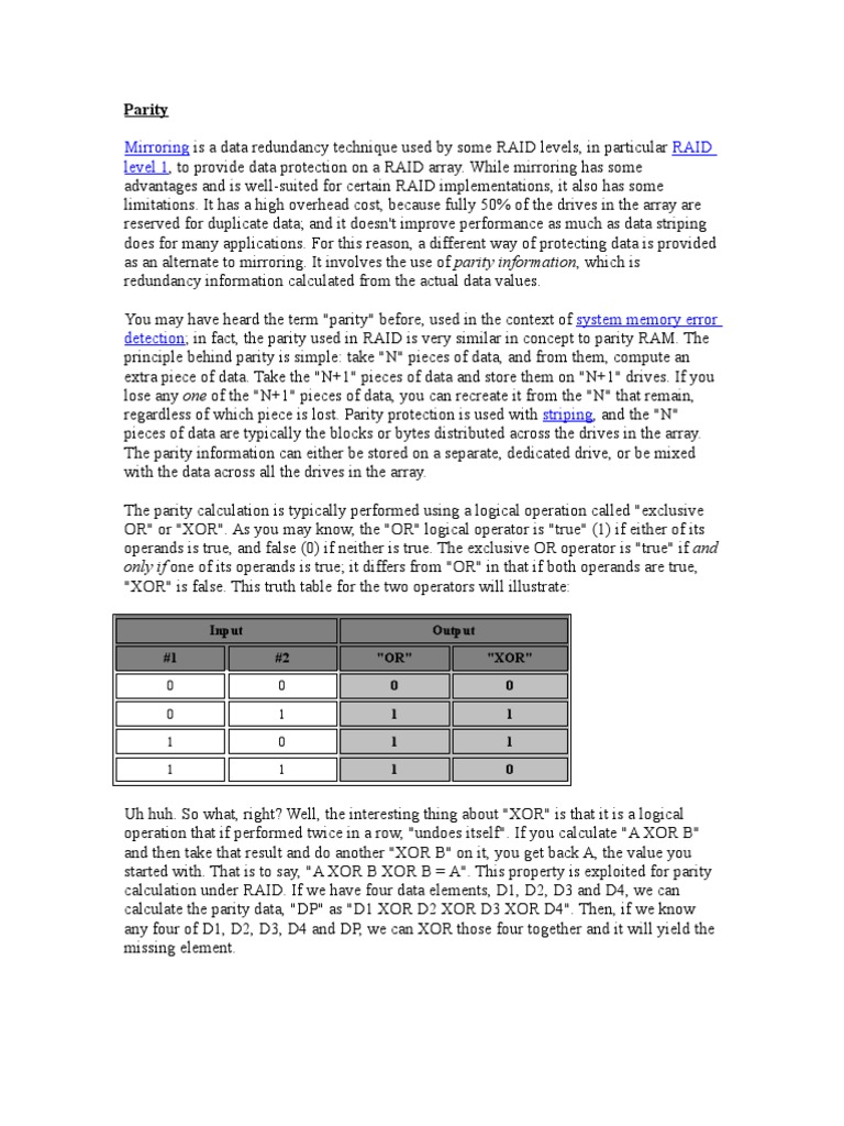 Parity | PDF | Computer Architecture | Computer Data Storage