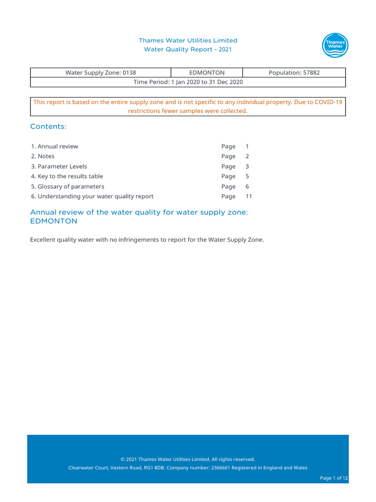 Water Quality Report | PDF | Water Quality | Drinking Water