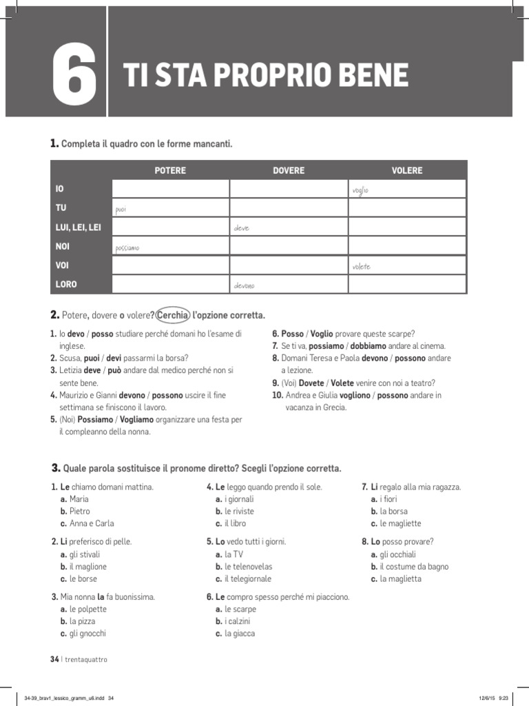 34-39 Brav1 Lessico Gramm U6 | PDF