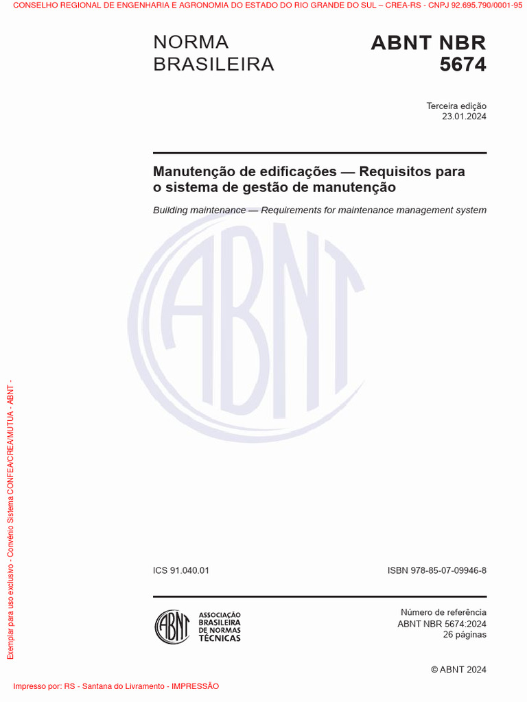 Abnt NBR 5674 2024 | PDF | Engenharia | Agronomia