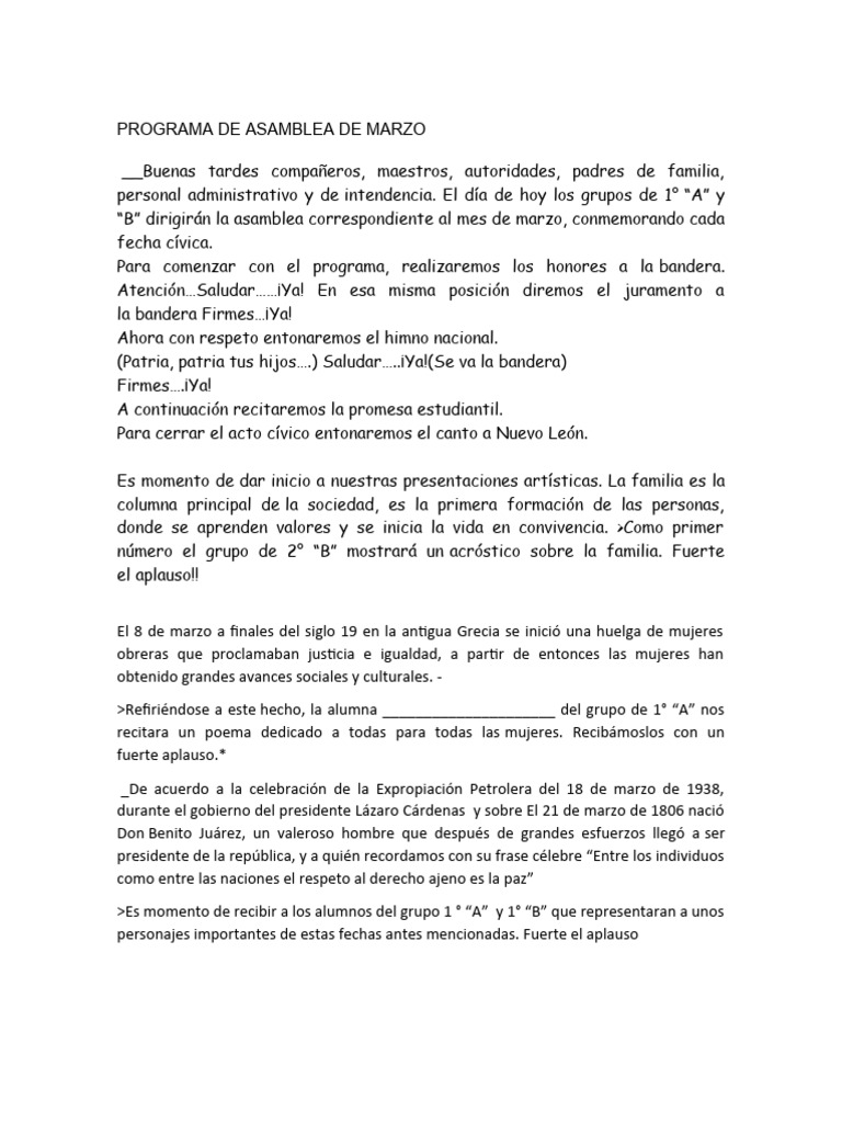 Programa de Asamblea de Marzo | PDF
