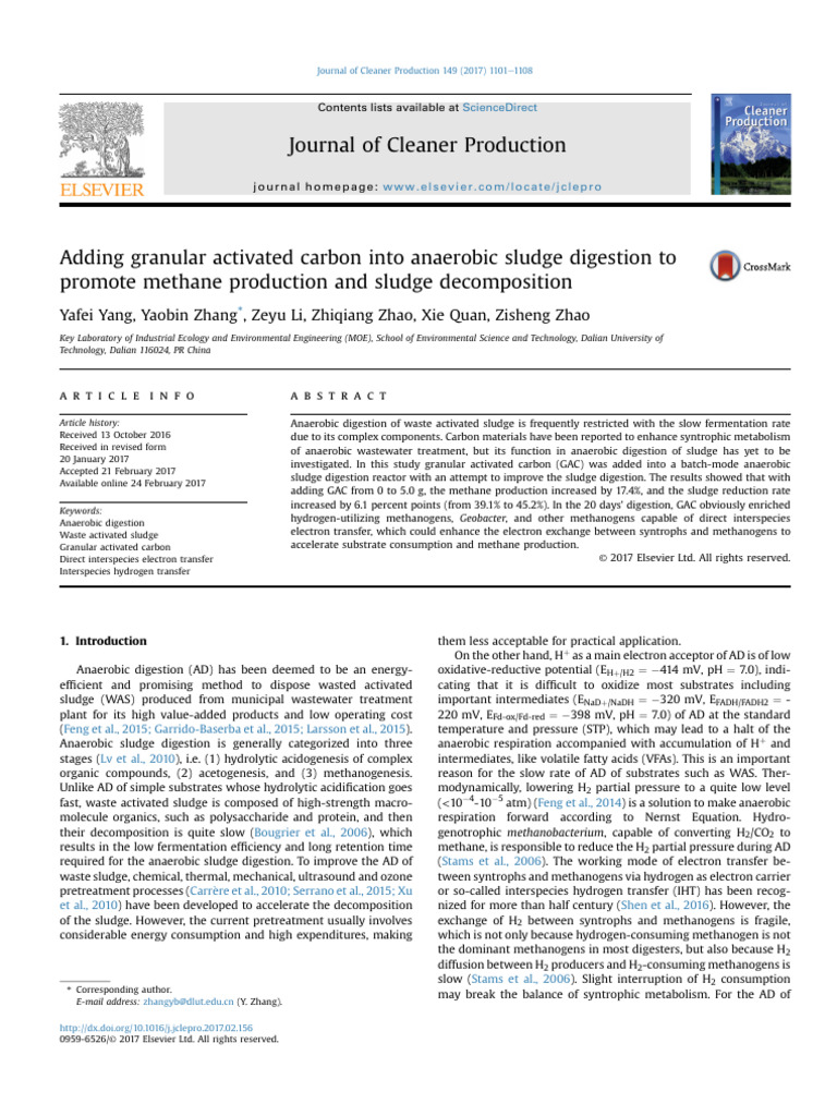 Adding granular activated carbon into anaerobic sludge digestion to ...