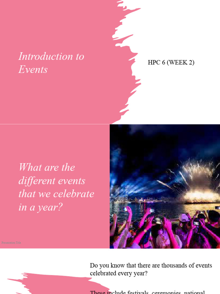 Week 2 Introduction To Events | PDF | Festival | Tourism