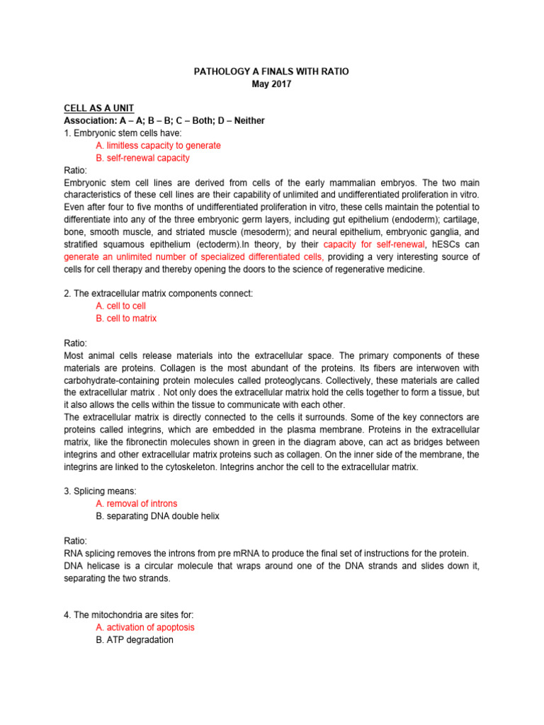 Patho A Finals May 2017 Ratio | PDF | Extracellular Matrix | T Cell