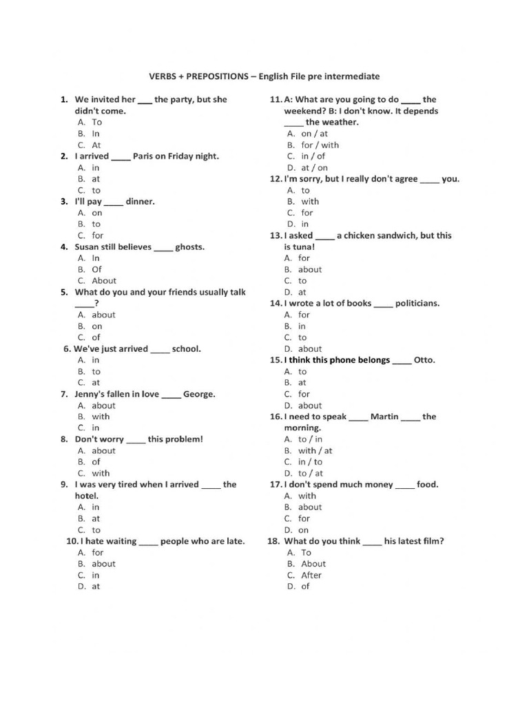 Verbs + Prepositions 4 | PDF