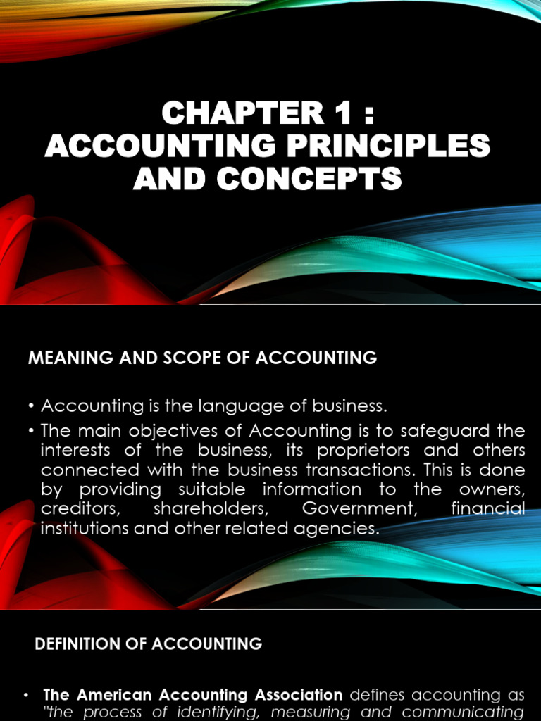 CHAPTER 1 - Accounting Principles and Concepts | PDF | Accounting ...