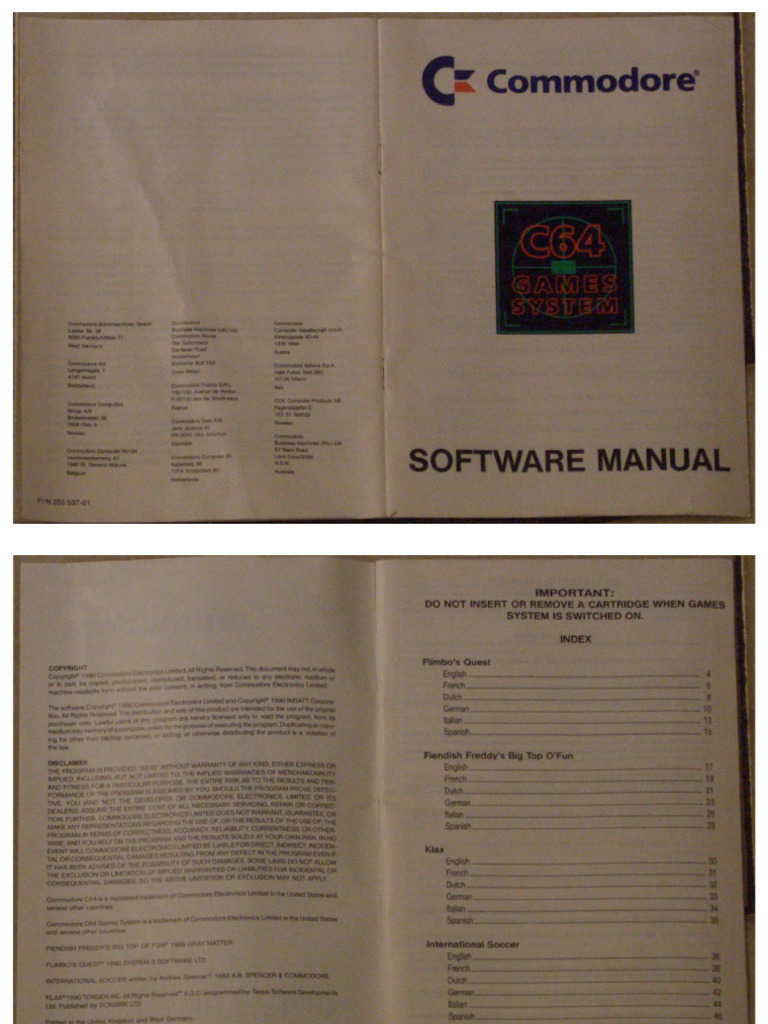 Commodore 64GS Videogames Manual | PDF