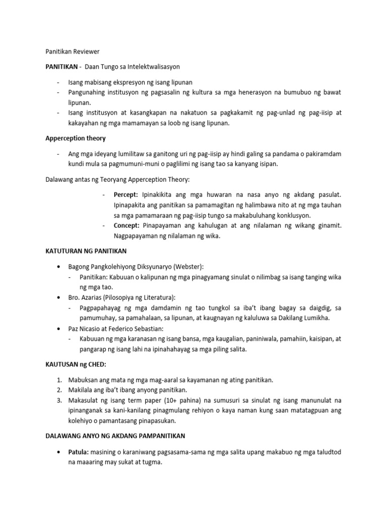 Panitikan Reviewer | PDF