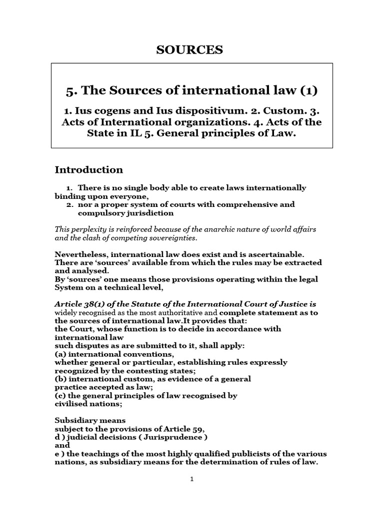 The Sources of International Law (I) | Download Free PDF ...