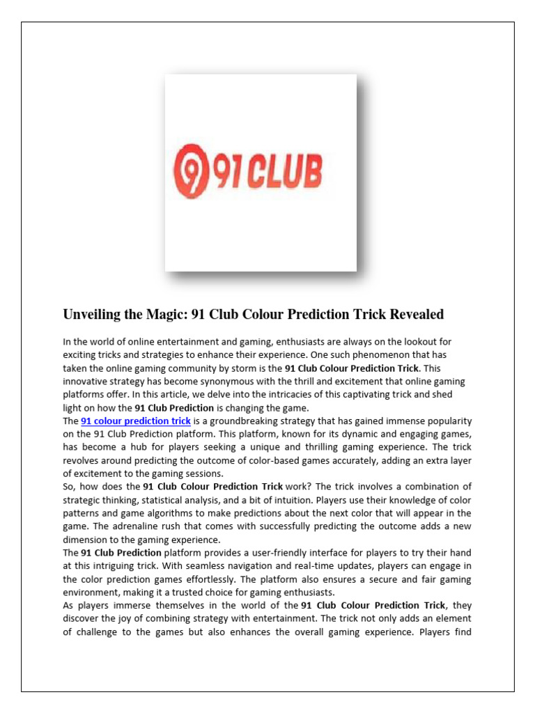 91 Club | PDF | Experience | Prediction