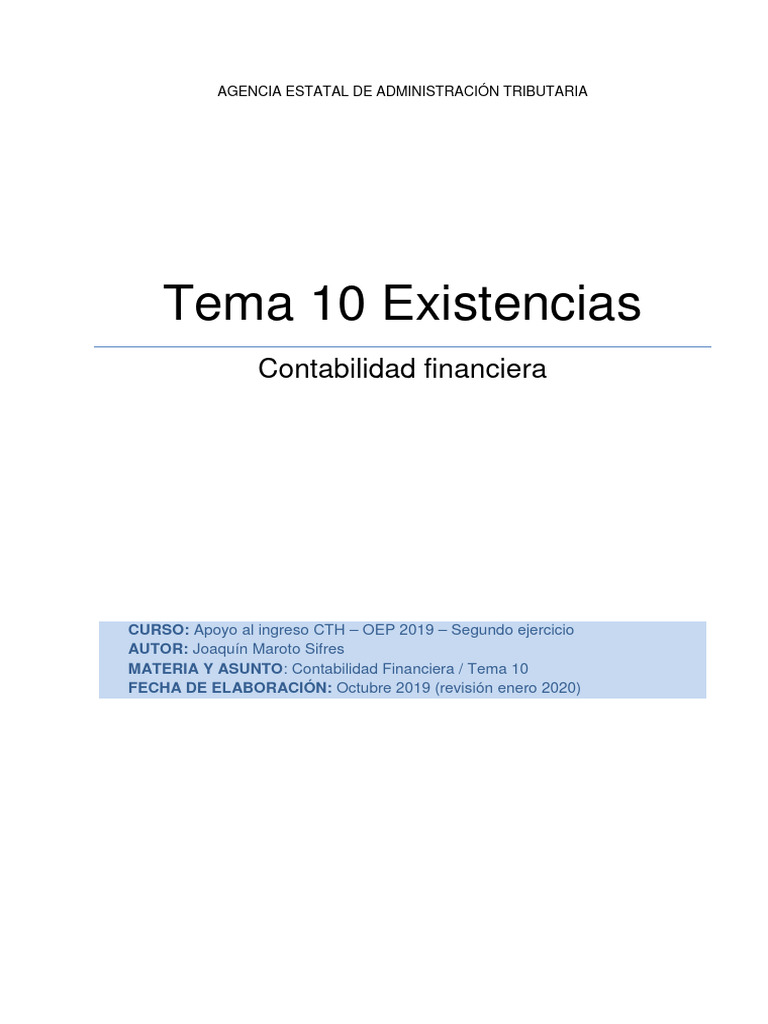 Tema 10 Existencias | PDF | Precios | Moneda