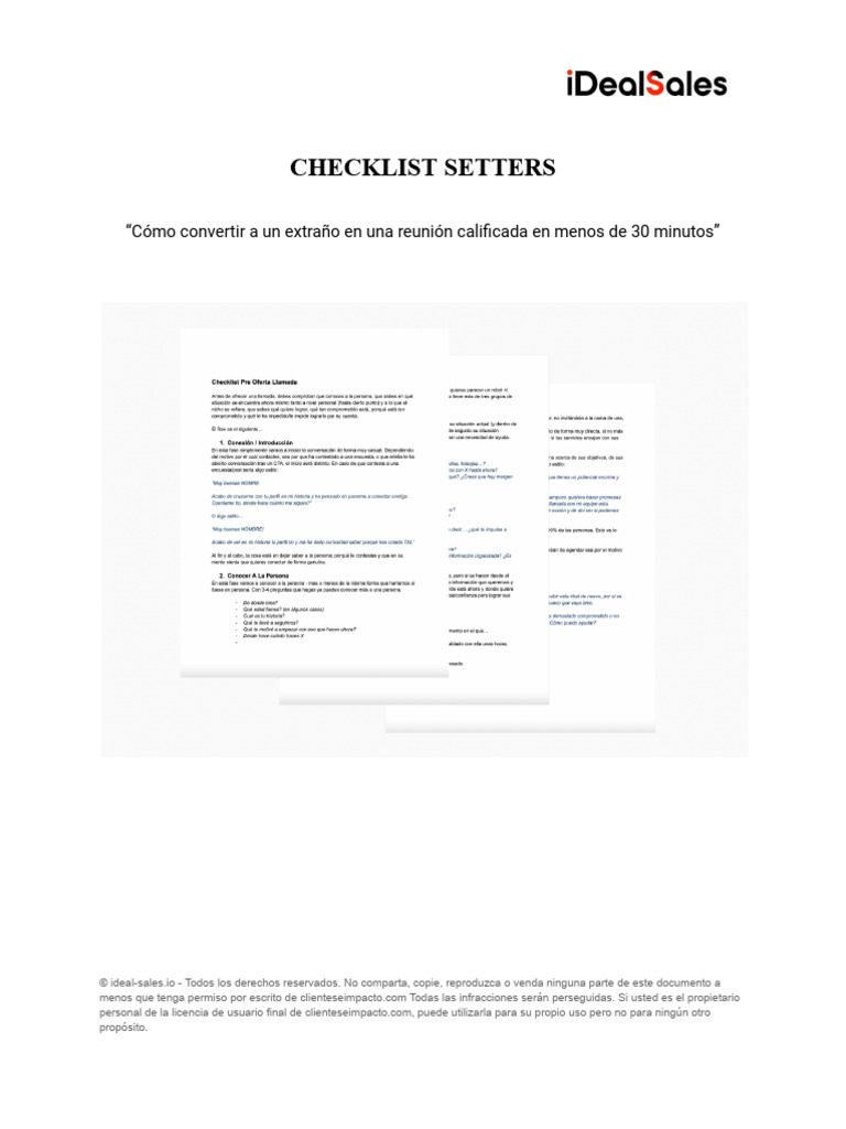 Setter's Checklist ESP - Actualizado 2024 | PDF