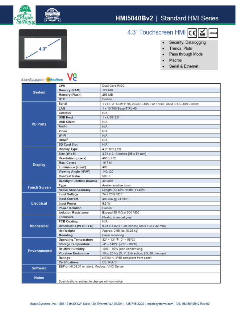 Ds Hmi5040bv2 | PDF | Programmable Logic Controller | User Interface