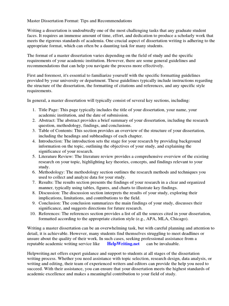 Master's Dissertation Guide | PDF | Thesis | Methodology