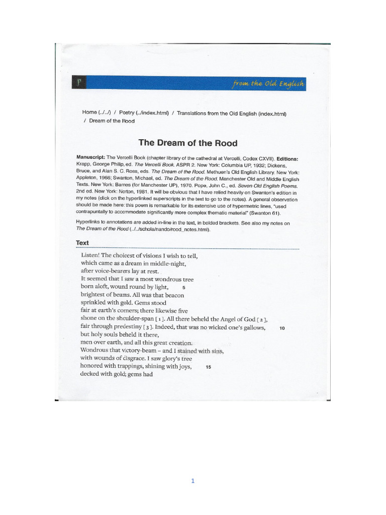 The Dream of The Rood | PDF The Dream of The Rood | PDF