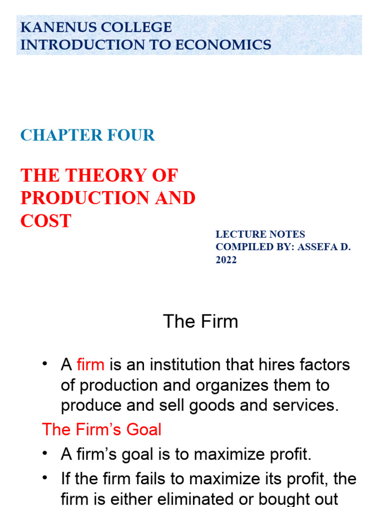 Intro Econ Chap 4 KANENUS | PDF | Business | Production And Manufacturing
