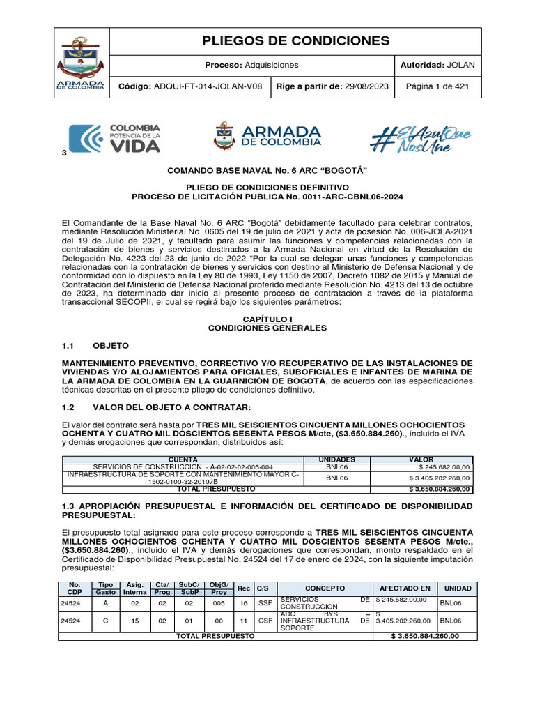 Pliegos de Condiciones Definitivo - 062909 | PDF | Pequeñas y medianas empresas