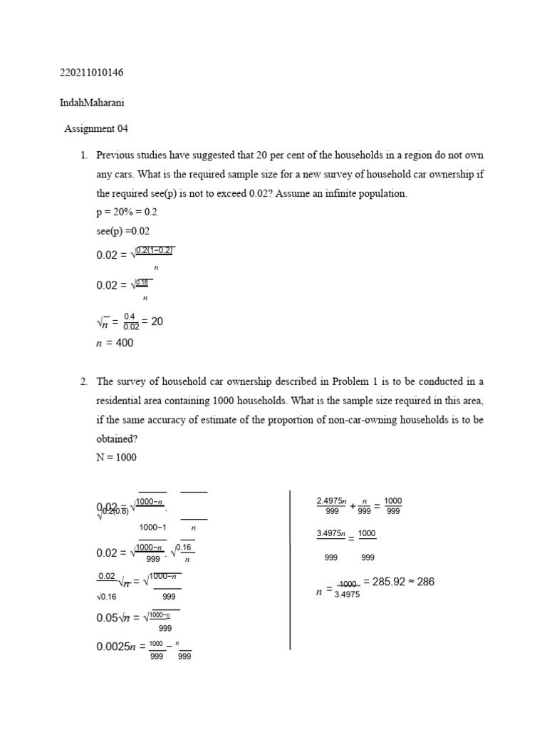 IndahMaharani Assignment04 | PDF | Sampling (Statistics) | Applied ...