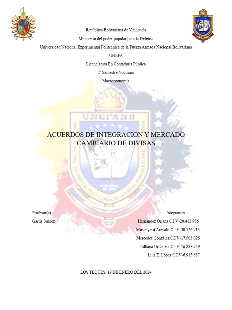 Acuerdos de Integracion y Mercado Cambiario de Divisas Macroeconomia Unidad 4 | PDF | Tipo de ...