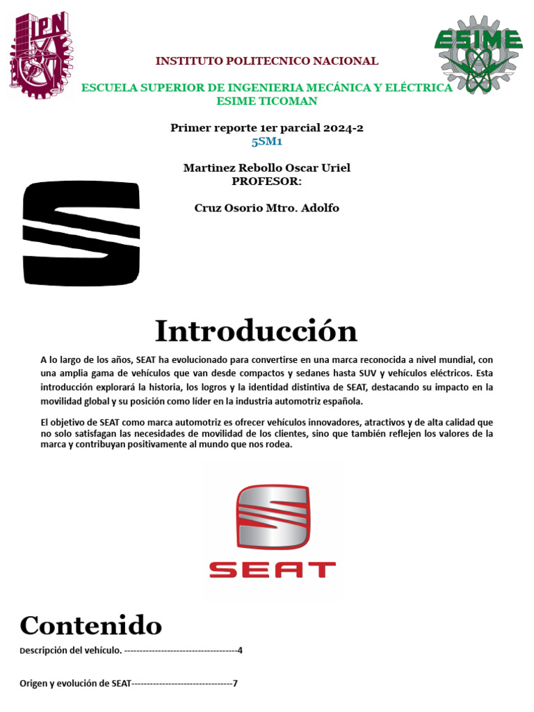 5SM1 Martinez Rebollo Oscar Uriel - 1ER Reporte - Station Wagon - 2024 2 | PDF | Eje | Tracción ...